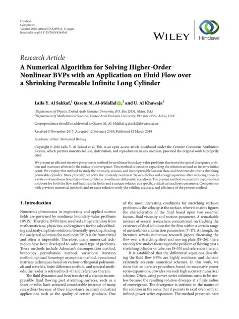 Pdf A Numerical Algorithm For Solving Higher Order Nonlinear Bvps