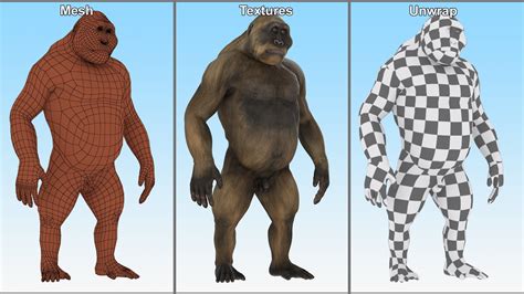 Big Ape Gigantopithecus In Standing Pose 3d Turbosquid 2311456