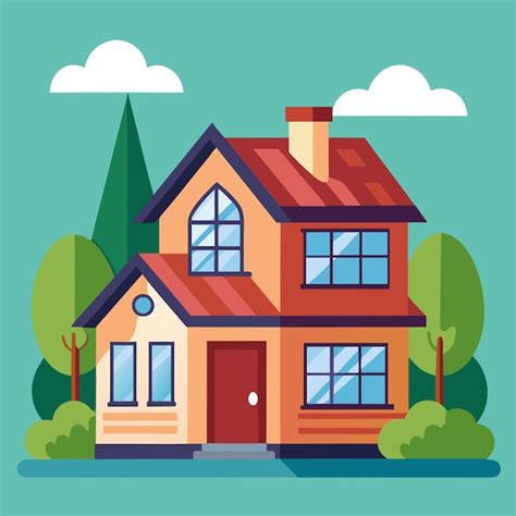 House Color Vector Graphic Artwork Premium Ai Generated Vector