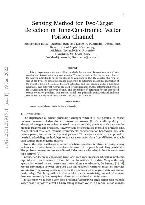 Pdf Sensing Method For Two Target Detection In Time Constrained