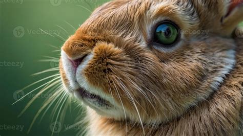 Close Up Of A Brown Rabbits Face With A Focus On Its Eye And Whiskers