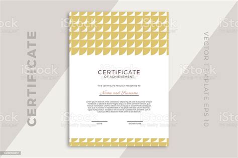 창조적 인 기하학적 패턴으로 졸업 또는 코스 완료를위한 트렌디 한 비즈니스 디플로마 템플릿 현대 디자인의 감사 수직 모형의 인증서 간단한 벡터 배경 Eps 10 감사장에
