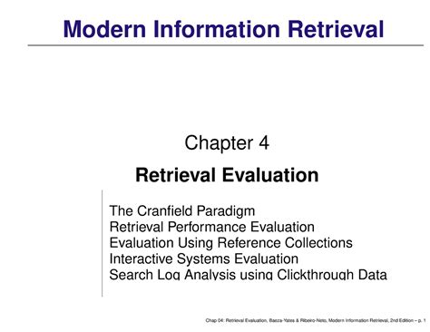 B Tech Information Retrieval Chapter 4 Retrieval Evaluation Modern