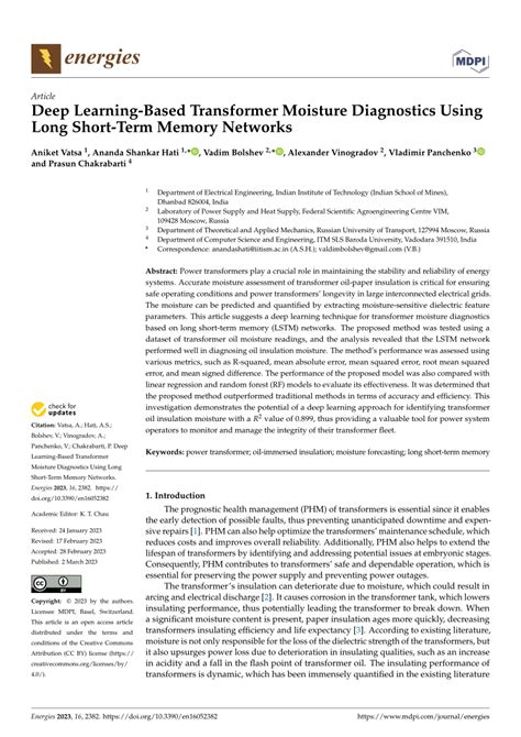 Pdf Deep Learning Based Transformer Moisture Diagnostics Using Long