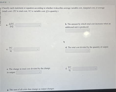 Solved 10 ﻿of 10classify Each Statement Or Equation