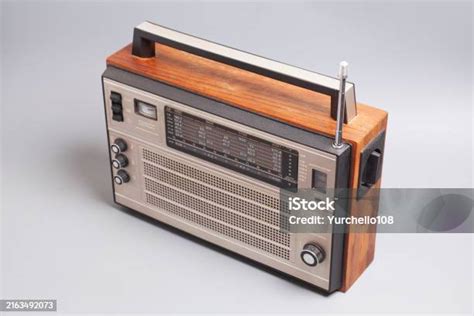 Vintage Transistor Radio Isolated On White English Translation