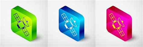 회색 배경에 격리된 등색 위성 아이콘입니다 정사각형 버튼입니다 벡터 0명에 대한 스톡 벡터 아트 및 기타 이미지 0명 3차원 형태 개념 Istock