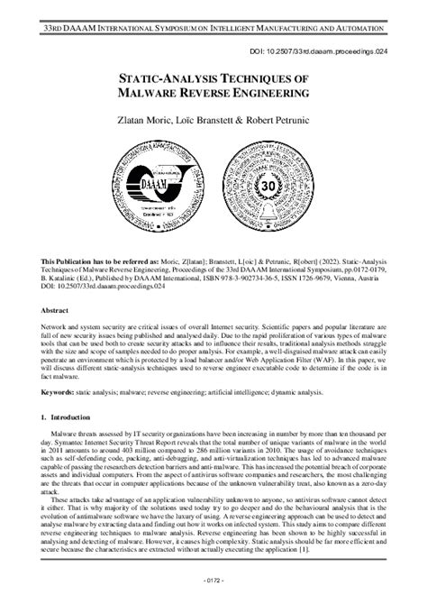 Pdf Static Analysis Techniques Of Malware Reverse Engineering