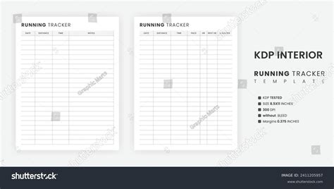 Printable Running Tracker Template Editable Health Stock Vector Royalty Free