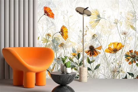 Фотошпалери Поле яскравих квітів на мякому туманному фоні з ніжними