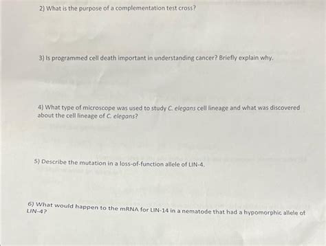 Solved 2 What Is The Purpose Of A Complementation Test