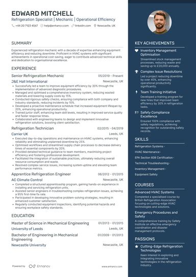Mechanic CV Examples Guide For 2025