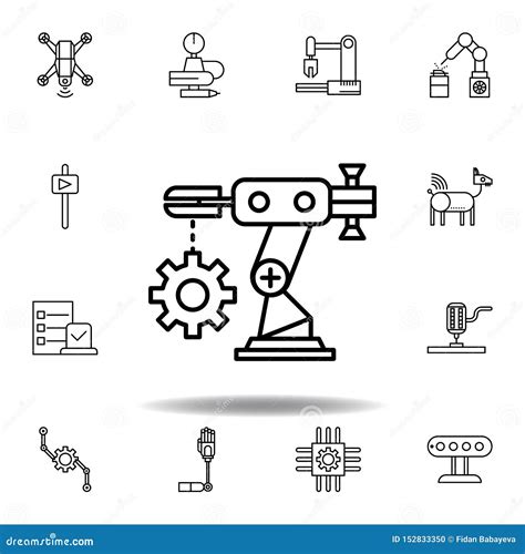 Robotics Assembly Outline Icon Set Of Robotics Illustration Icons Stock Illustration