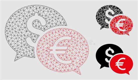 Currency Transfer Chat Vector Mesh Carcass Model And Triangle Mosaic Icon Stock Vector