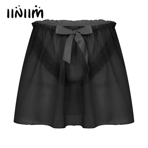 Lingerie Frilly Elastic Waistband Sissy Skirts For Gay Mens Semi See