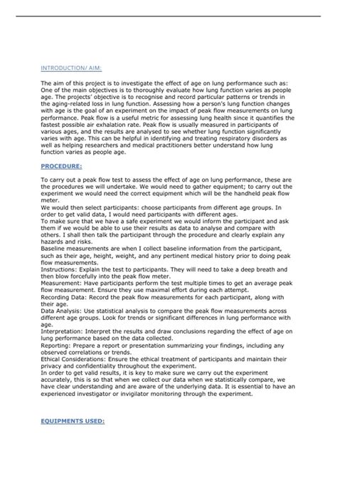 btec applied science unit 6 project assignment 2 distinction level
