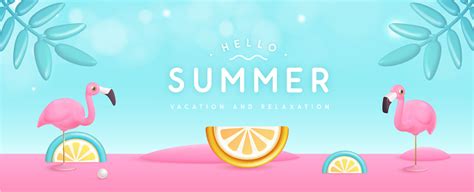 3d 플라스틱 열대 과일 나뭇잎 플라밍고가 있는 여름 포스터 여름 배경입니다 벡터 그림 3차원 형태에 대한 스톡 벡터 아트 및 기타 이미지 Istock