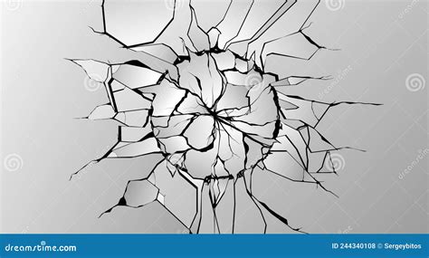 Circular Damage To Surface An Impact Mark That Deformed And Broke The