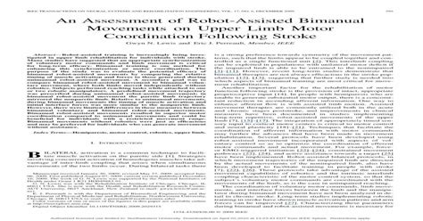 An Assessment Of Robot Assisted Bimanual Movements On Upper Limb Motor