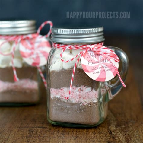 Homemade Peppermint Hot Cocoa Mix In Mini Mason Jars Free Printable Tags Happy Hour Projects