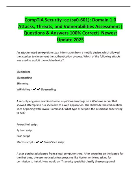 Comptia Security Ce Sy0 601 Domain 1 0 Attacks Threats And Vulnerabilities Assessment