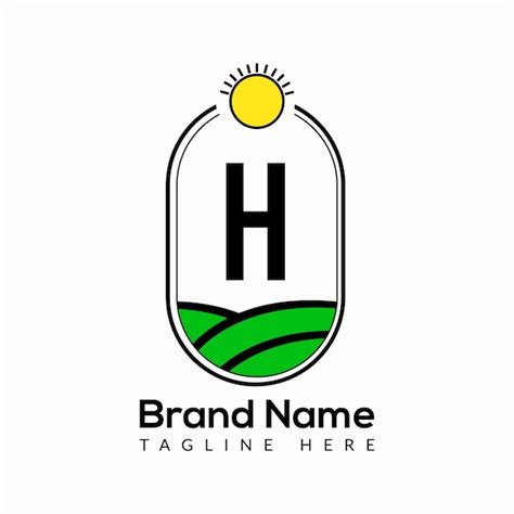Шаблон сельского хозяйства на букве H логотип сельскохозяйственных угодий агроферма дизайн