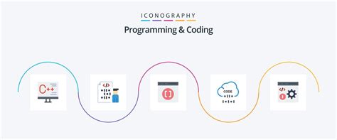 programming and coding flat 5 icon pack including develop cloud