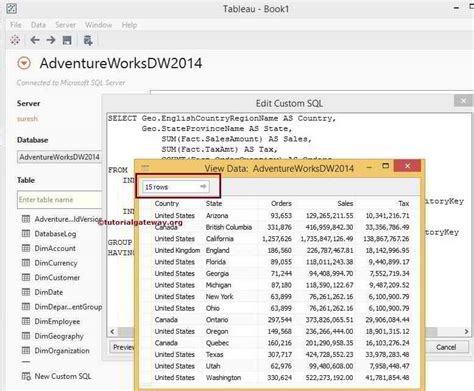 Connecting Tableau To Sql Server
