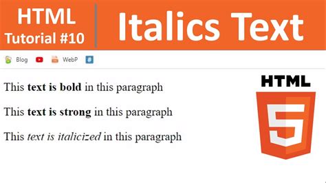 Html Tutorial 10 Making Text Italicized In Html I Tag Youtube