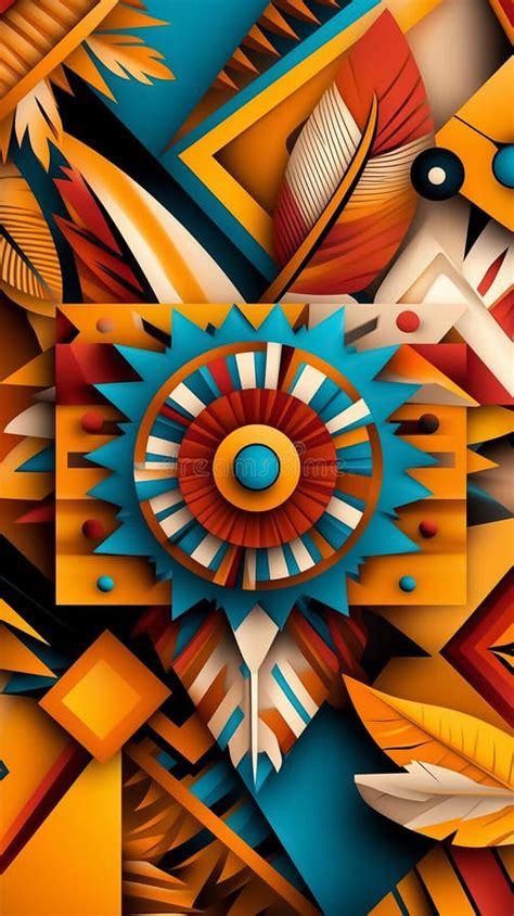 Bold Geometric Shapes Create Vibrant Abstract Design With Rich Colors Intricate Patterns And