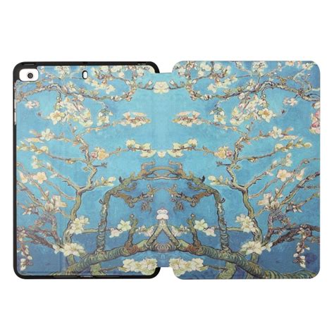 Ipad Mini 5 4 3 2 1 흰색 벚꽃을위한 홀더 및 수면 모닝 기능이있는 이중 접이식 컬러 드로잉 전압 수평 플립 Pu 가죽 케이스