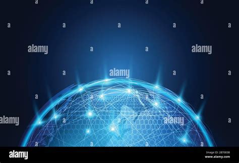 Abstract Global Network Background World Map Connection Point And Line