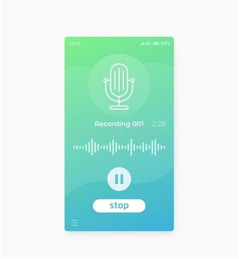 Audio Recording App Mobile Ui Design Vector Stock Vector Illustration Of Screen Dictaphone
