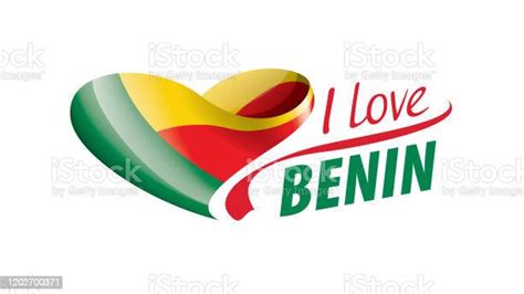 하트 모양의 베냉 국기와 비문 나는 베냉을 사랑해요 벡터 일러스트레이션 국가 관광명소에 대한 스톡 벡터 아트 및 기타 이미지
