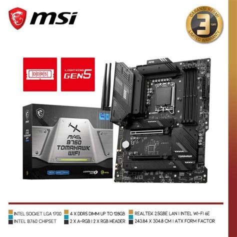 Jual Msi Mag B760 Tomahawk Wifi Intel B760 Lga 1700 Ddr5 Atx Di