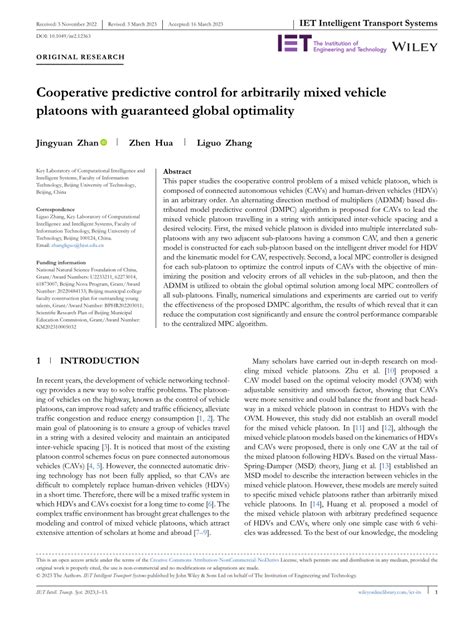 Pdf Cooperative Predictive Control For Arbitrarily Mixed Vehicle