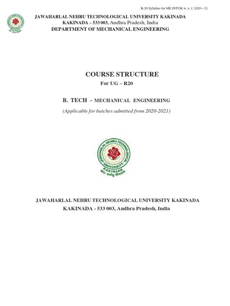 Mech Engg 2 1 Cs And Syllabus Ug R20 Pdf Fluid Dynamics Bending