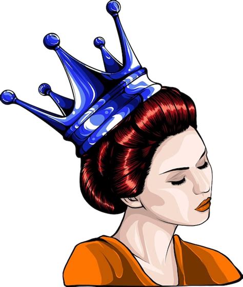 왕관을 쓴 동양 여성의 그림 프리미엄 벡터