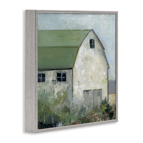 Stupell Industries Barn View With Green Roof Gray Framed Giclee Art By