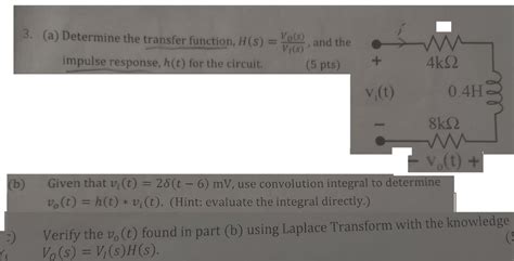 Solved A Determine The Transfer Function H S V Chegg