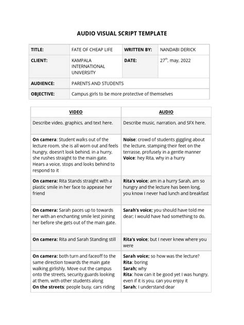 Smm 139 6 4 Audio Visual Script Template Pdf