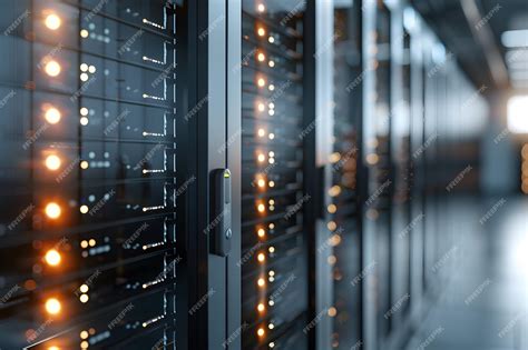 Premium Photo Server Room Data Center With Rows Of Server Racks For