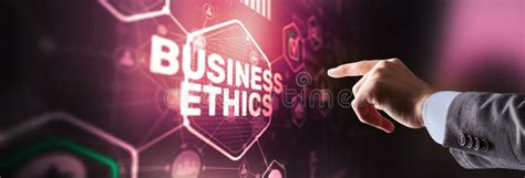 Business Man Writing Business Ethic Concept On Virtual Screen Stock