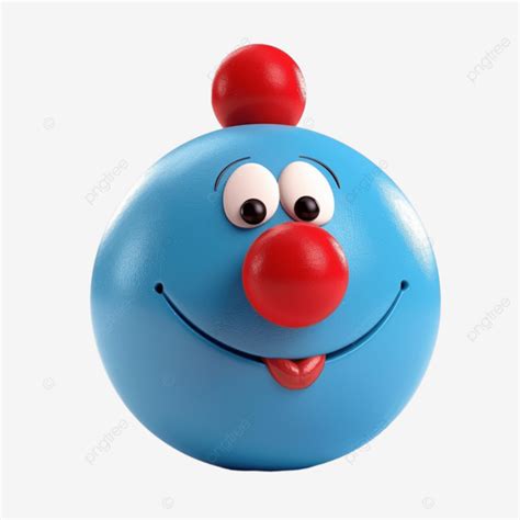 Smiling Blue Cartoon Character With Red Nose Cartoon Character