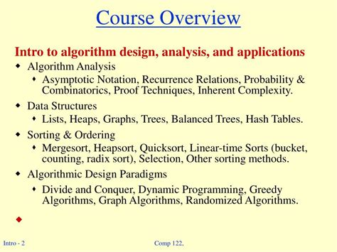 ppt comp 122 design and analysis of algorithms powerpoint