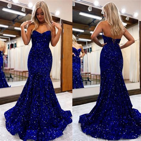Royal Blue Sparkly Prom Dresses