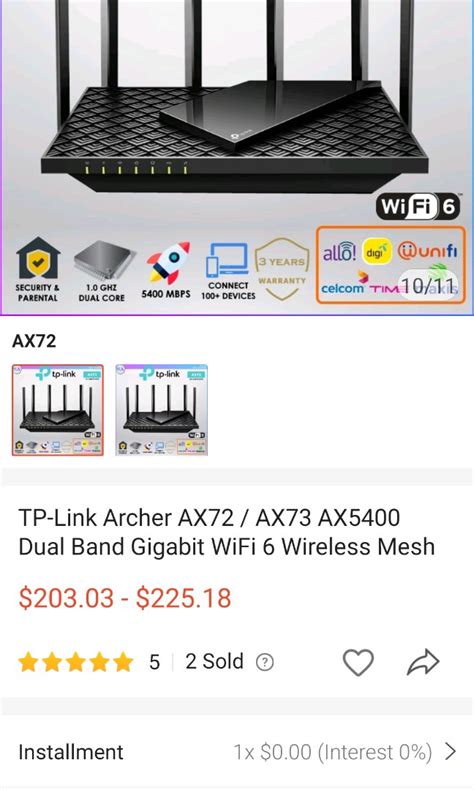 Tp Link Ax 5400 Wifi Router Brand New Computers And Tech Parts And Accessories Networking On