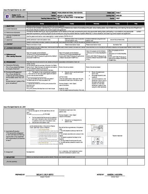 q1 week 4 active and passive voice delayed pdf learning teachers