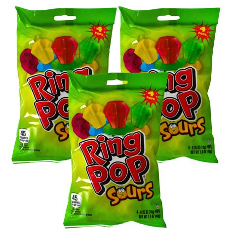 Ring Pop Sours 4 Cts Per Bag Individually Wrapped Fun Candy For