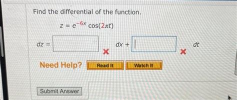 Solved Find The Differential Of The Function Chegg
